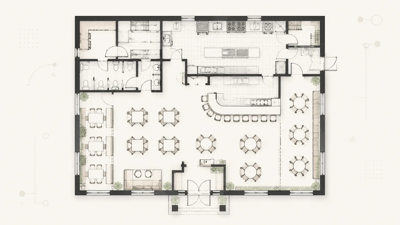 Pembuat Denah Restoran | AI FLOOR PLAN